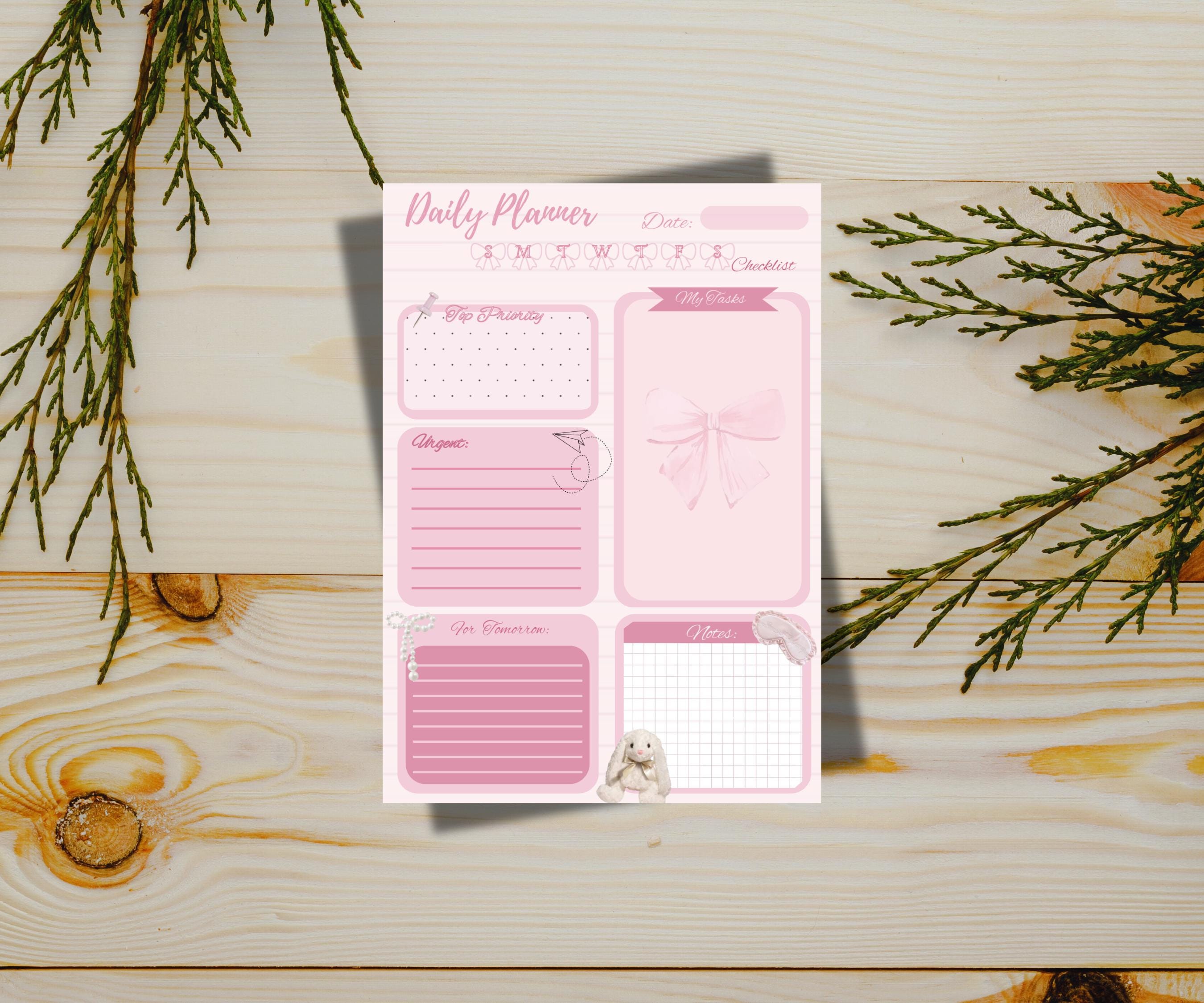 Pink Girly Planner Printable, Kawaii Daily Planner Printable, Digital ...