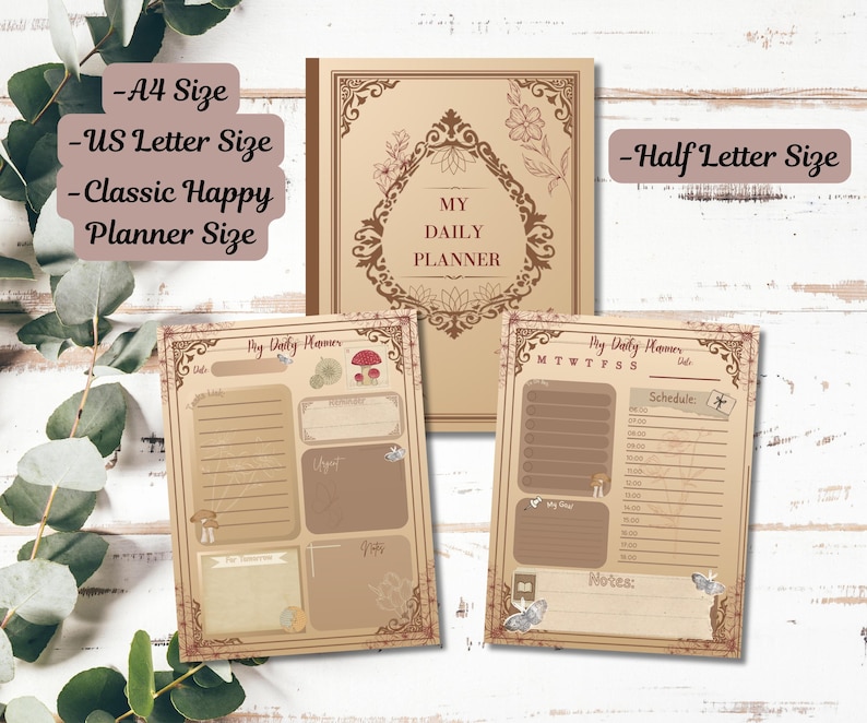 Printable Vintage Daily Planner, Work Daily Planner, Daily Organizer ...