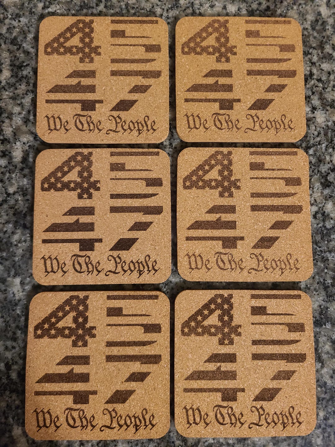 45 & 47 We the People. Set of 6 Trump Cork Engraved Coasters - Etsy