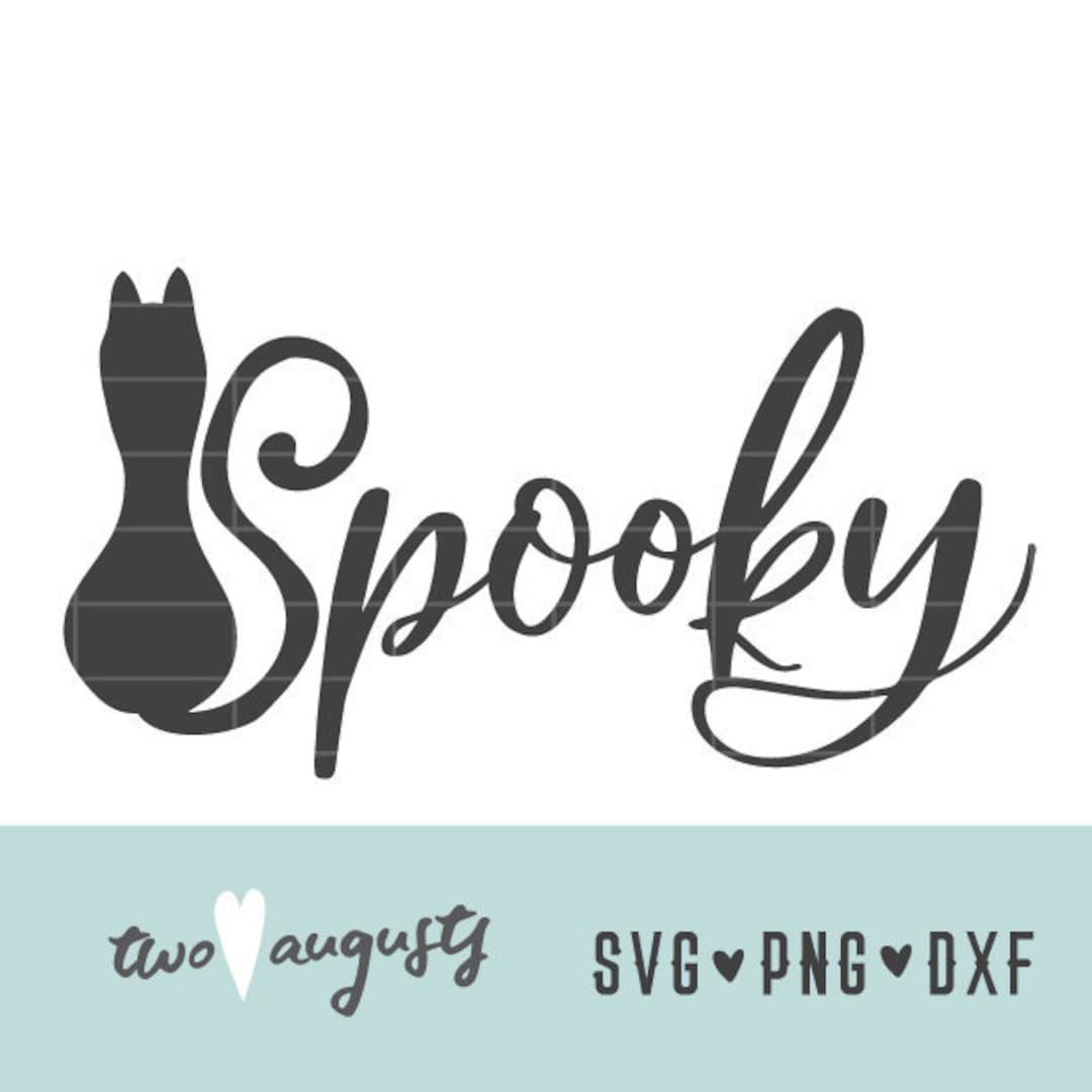 Spooky Cat, Cursive, Halloween, SVG, DXF, & PNG, Files, Design, Cricut ...