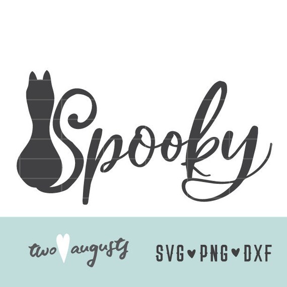 Spooky Cat Cursive Halloween SVG DXF & PNG Files | Etsy