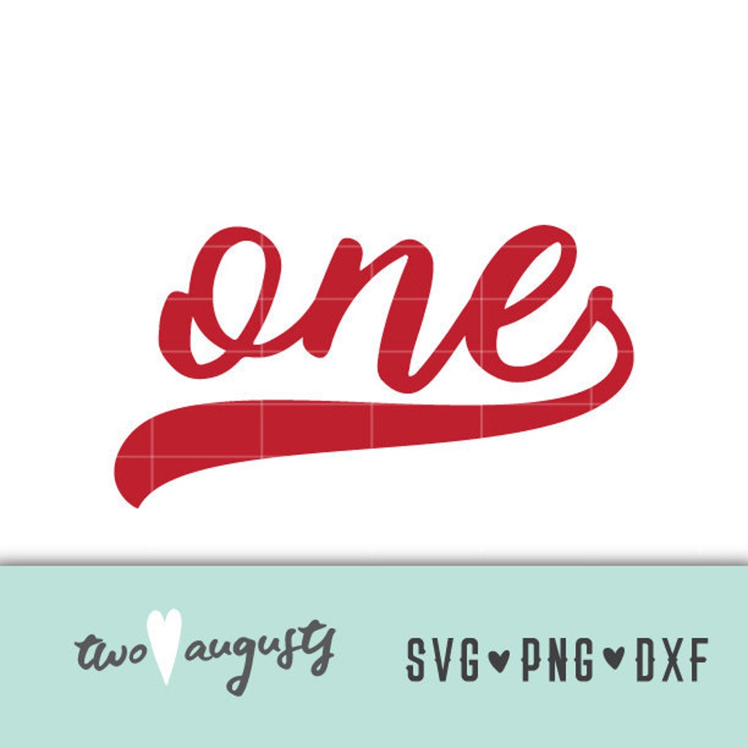 One Baseball Style Number SVG, DXF, & PNG, Files, Design, Cricut ...
