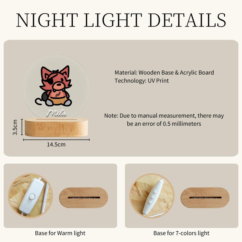 Custom FNAF Character Night Light,personalized Lamp With Foxy,mangle ...