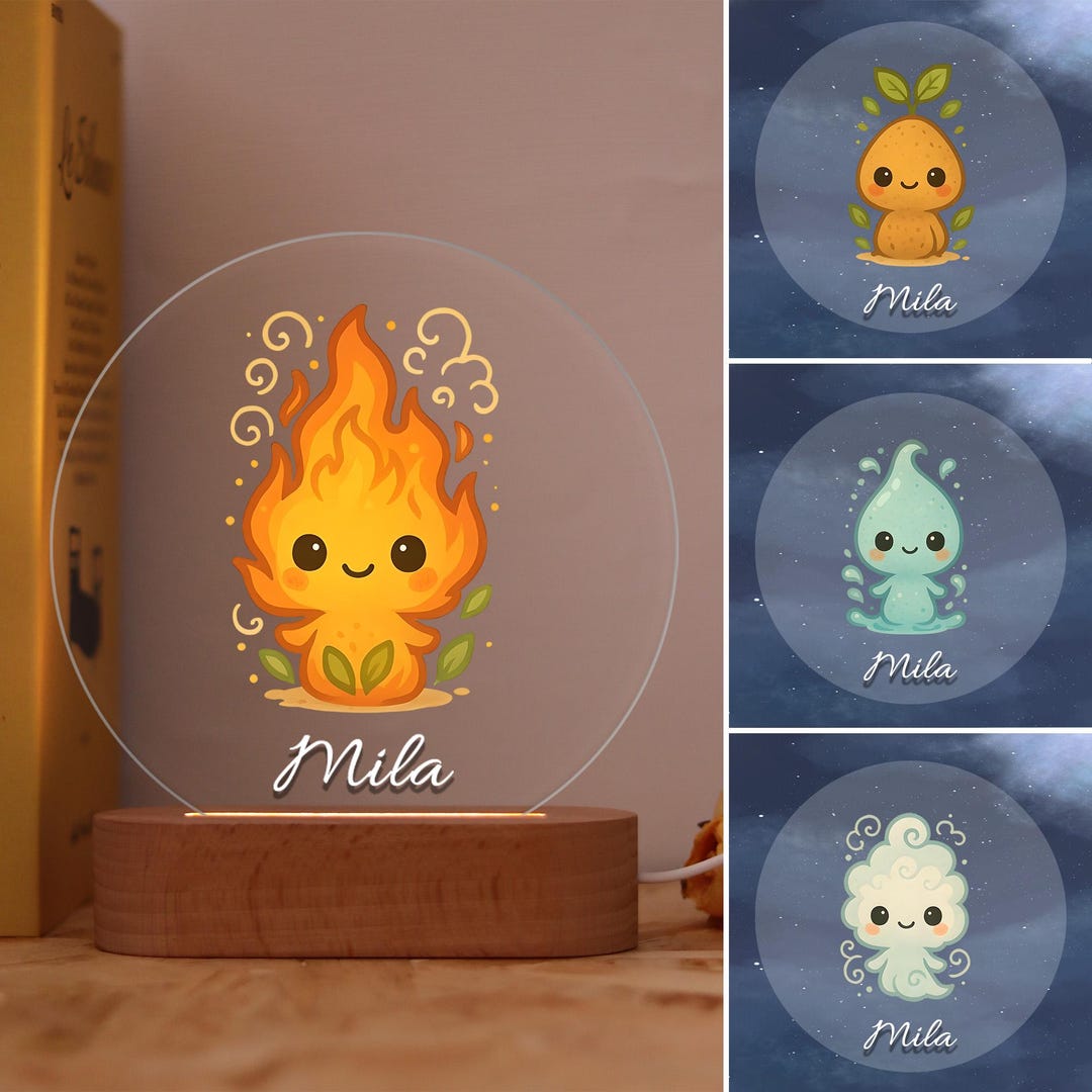 Custom Elemental Character Night Light,personalized LED Lamp With Fire ...