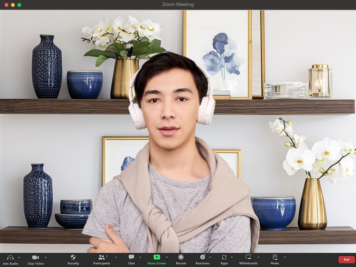 Blue Modern Background Virtual Conference Background Home Office Wall ...
