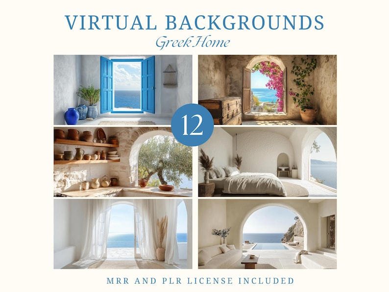 Greek Home Zoom Background Mediterranean Background Virtual Background ...