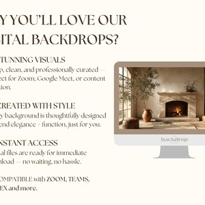 Fireplace Zoom Background Home Office Background Meeting Virtual ...