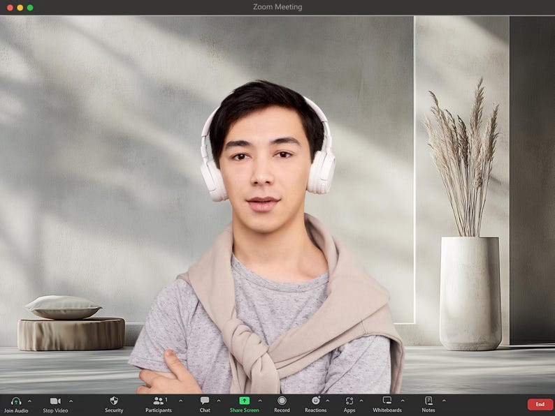 Gray Wall Background Virtual Backdrop Video Call Background for Meeting ...
