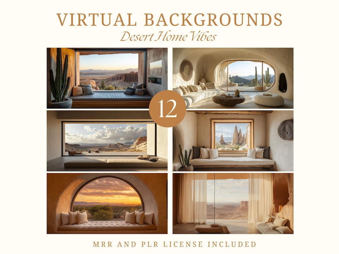 Desert Zoom Background Cactus Backdrop Video Call Meeting Background ...