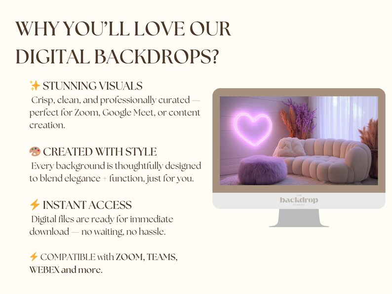 Retro Zoom Background Virtual Office Backdrop Video Call Background for ...