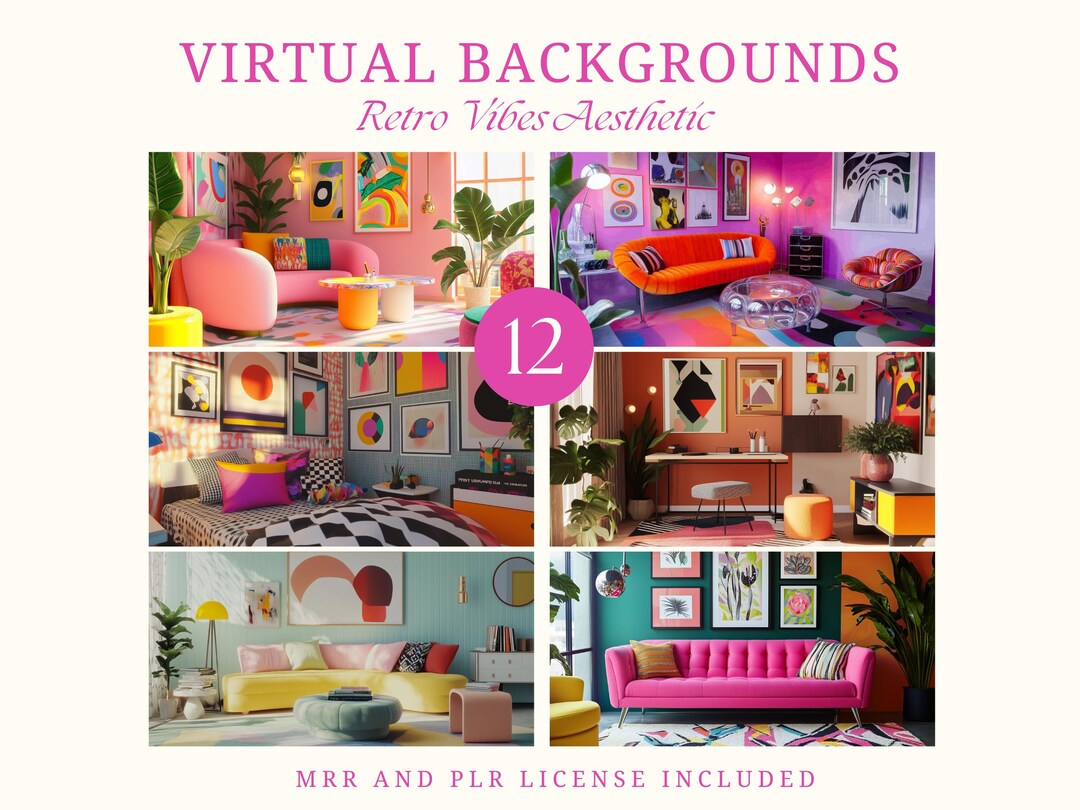 Retro Zoom Background Virtual Backdrop Photos Video Call Digital ...