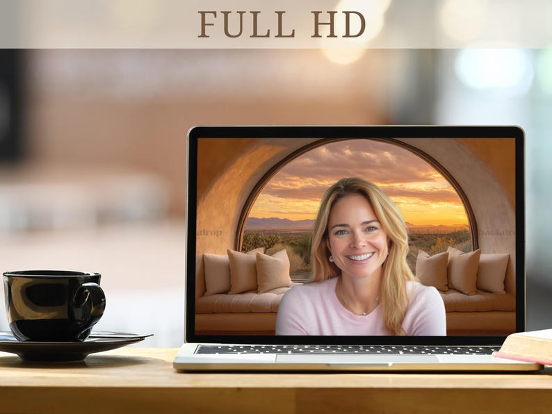 Desert Zoom Background Cactus Backdrop Video Call Meeting Background ...