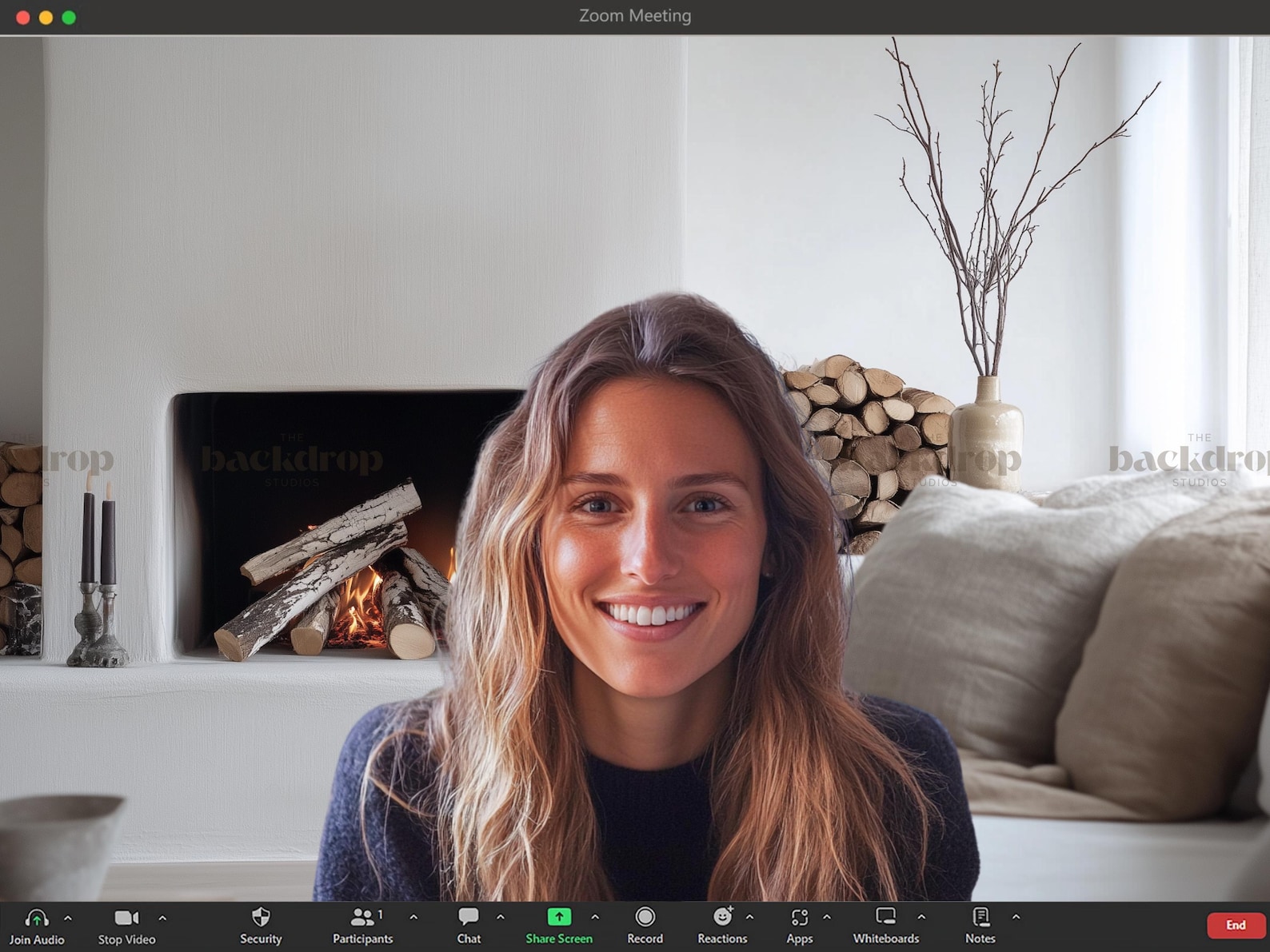 Fireplace Zoom Background Home Office Background Meeting Virtual ...