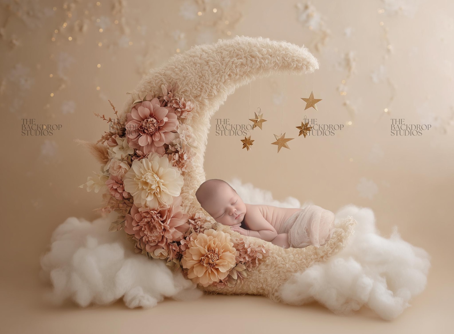 Celestial Baby Photography Backdrop Floral Moon Theme Newborn Floral ...