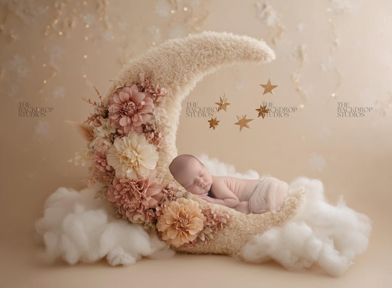 Celestial Baby Photography Backdrop Floral Moon Theme Newborn Floral ...