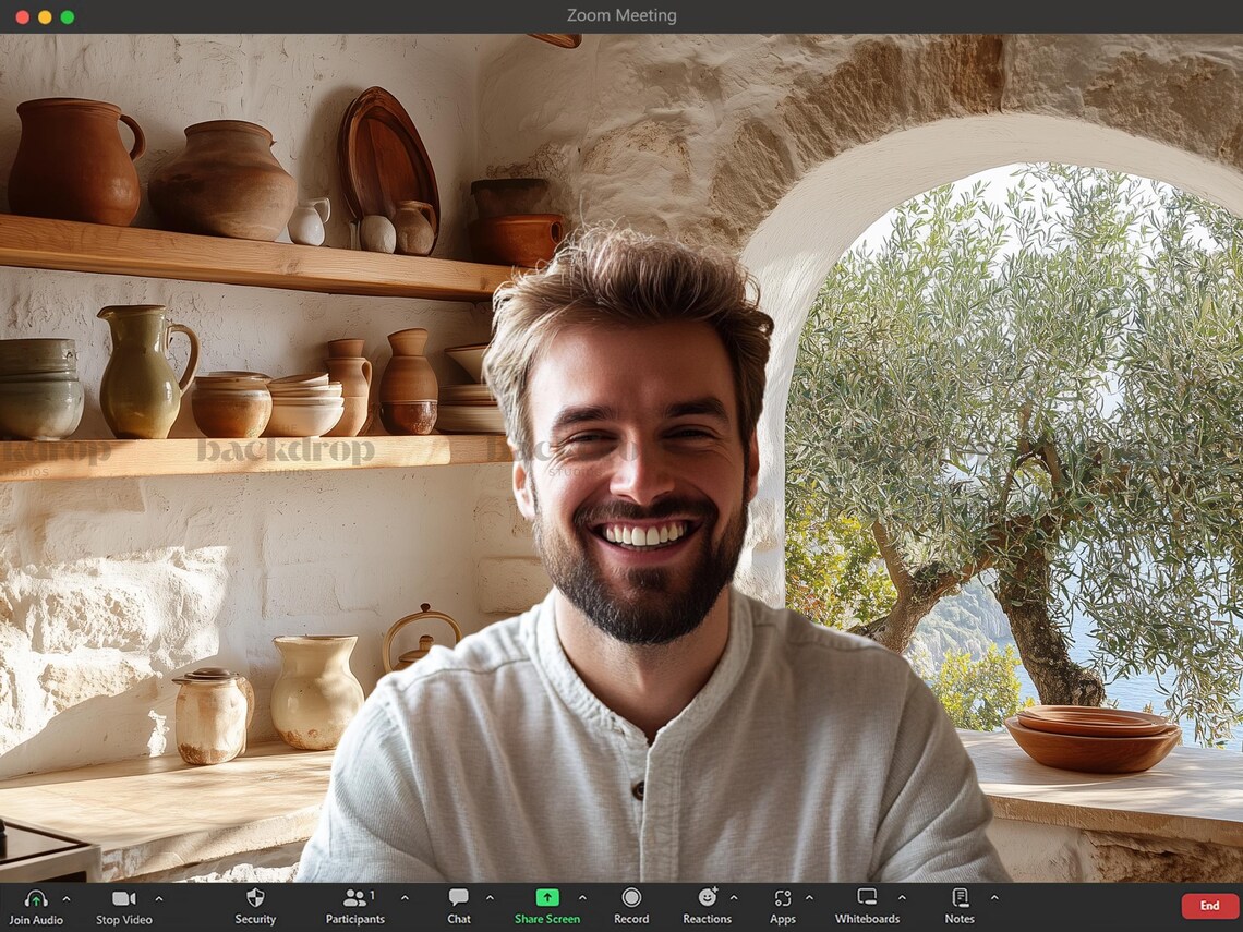 Greek Home Zoom Background Mediterranean Background Virtual Background ...