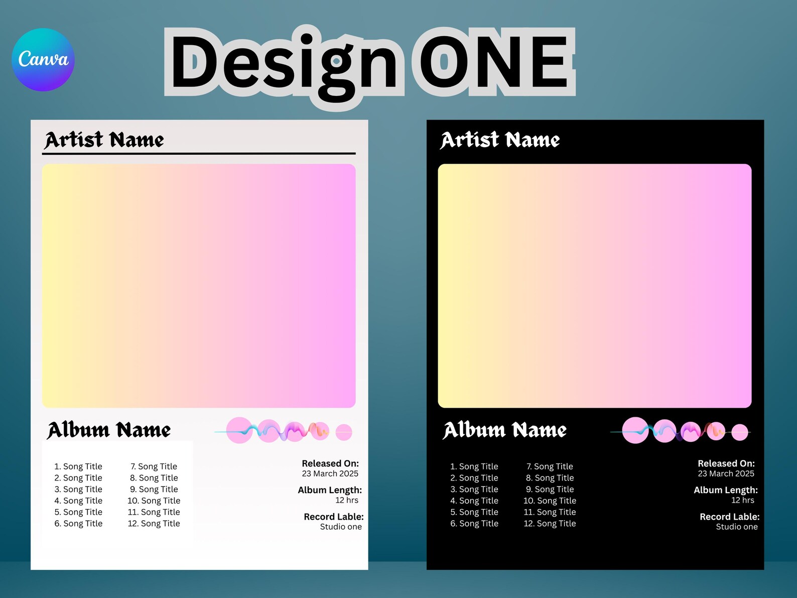 Customizable Album Cover Template | Instant Download, Editable Music ...