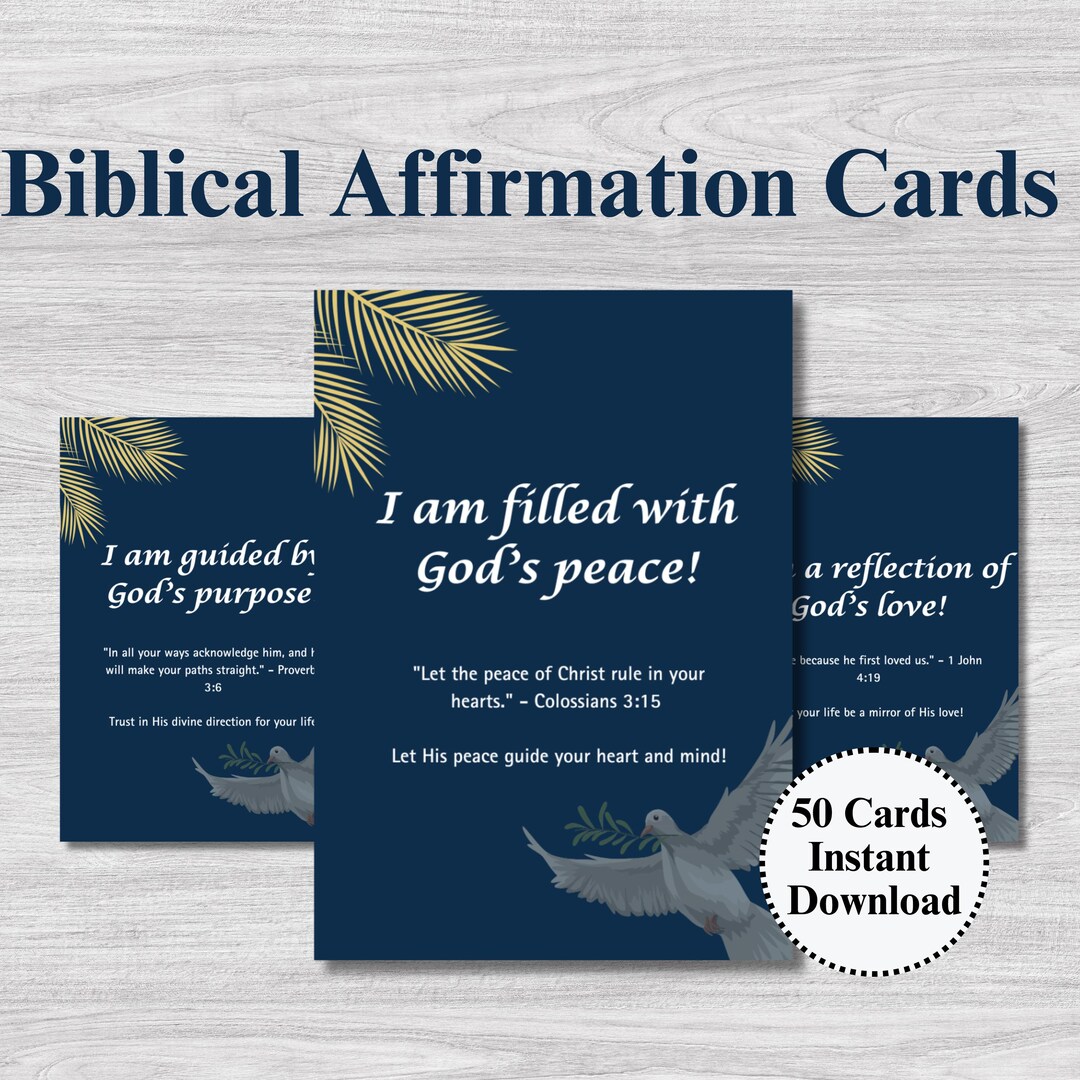 50 Biblical Affirmation Cards Printable | Inspirational Christian ...