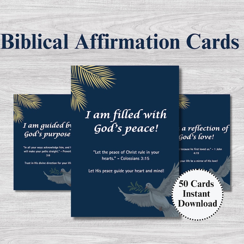 50 Biblical Affirmation Cards Printable | Inspirational Christian ...