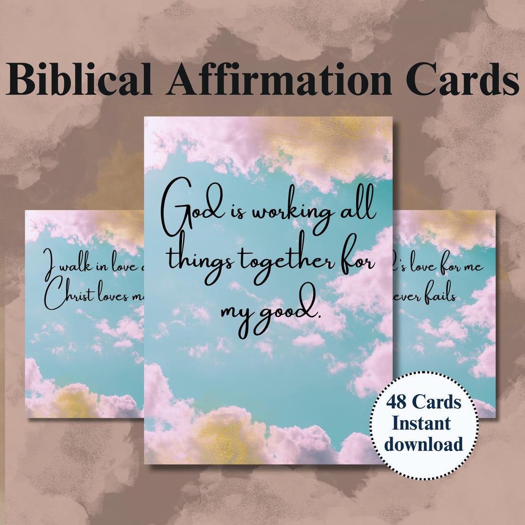 48 Biblical Affirmation Cards Printable | Inspirational Christian ...