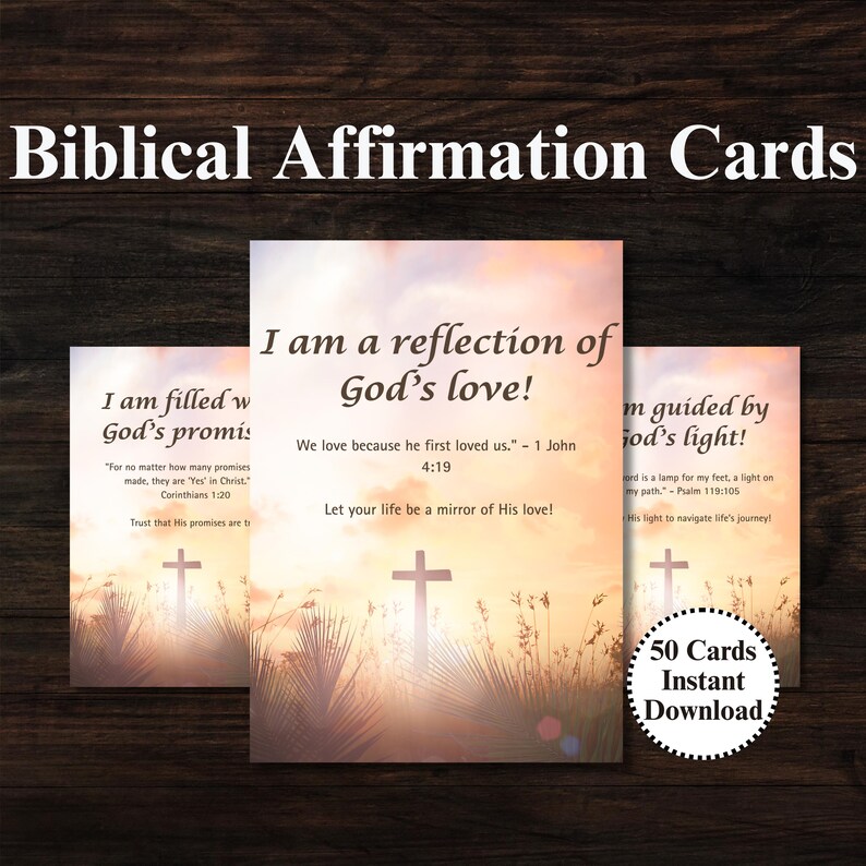 50 Biblical Affirmation Cards Printable | Inspirational Christian ...