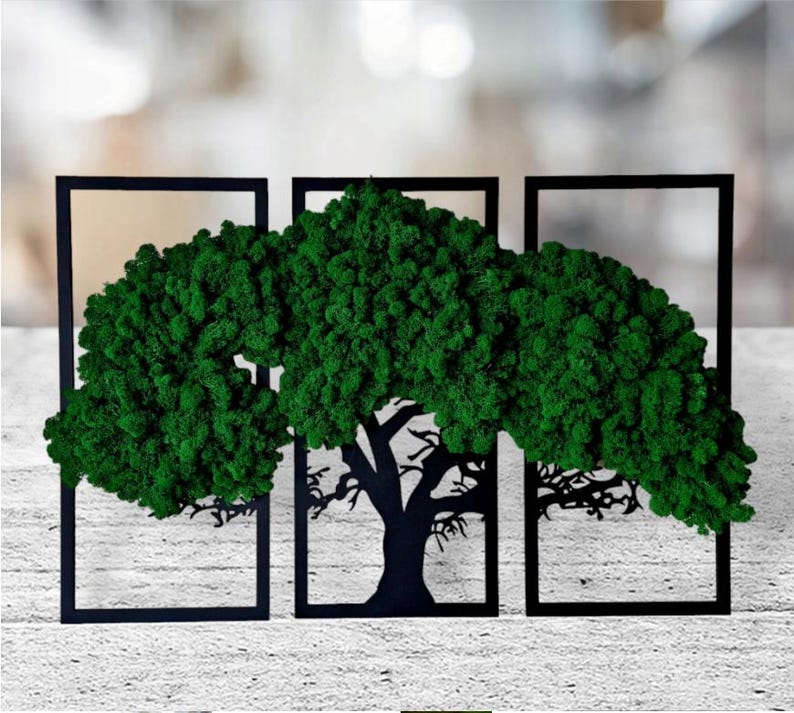 Preserved Moss Wall Art Tree of Life Large Natural Reindeer Moss Decor ...
