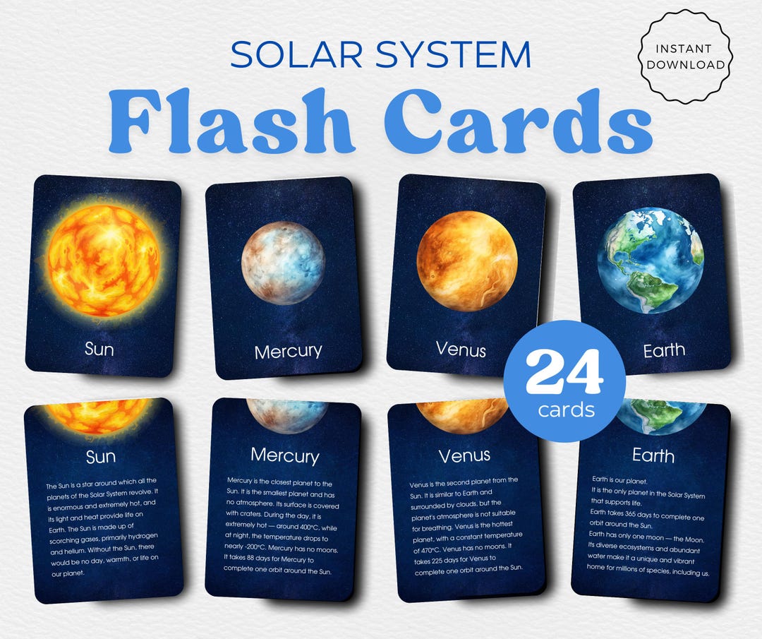 Solar System Flashcards, Planets Flashcards, Space Education, Science ...