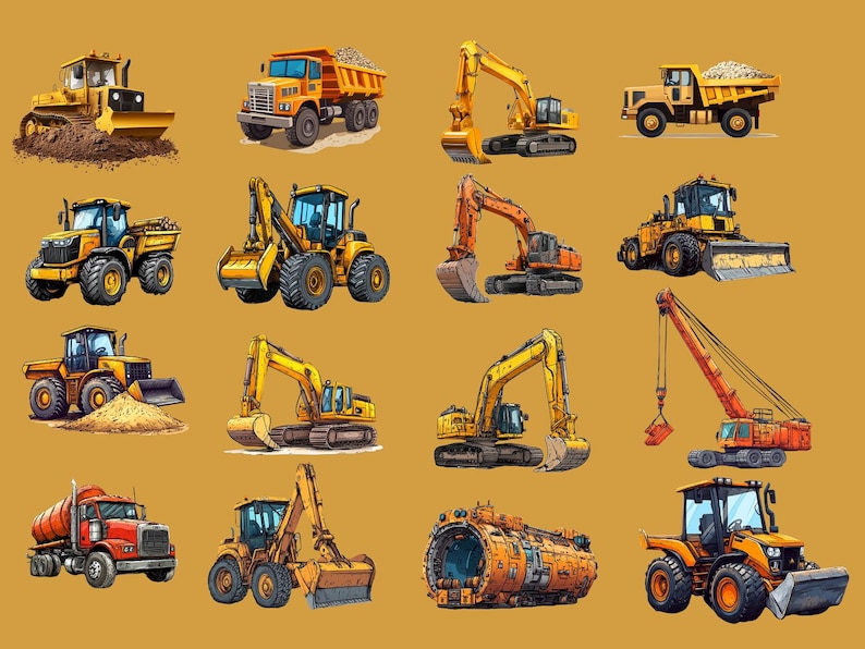 Printable Construction Vehicle PNG | Construction Art for Kids ...