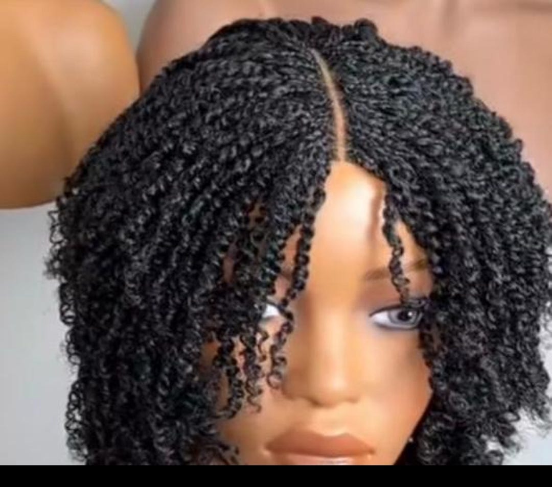 Handmade Braided Wig: Full Lace, Curly Tips, African Hair - Etsy
