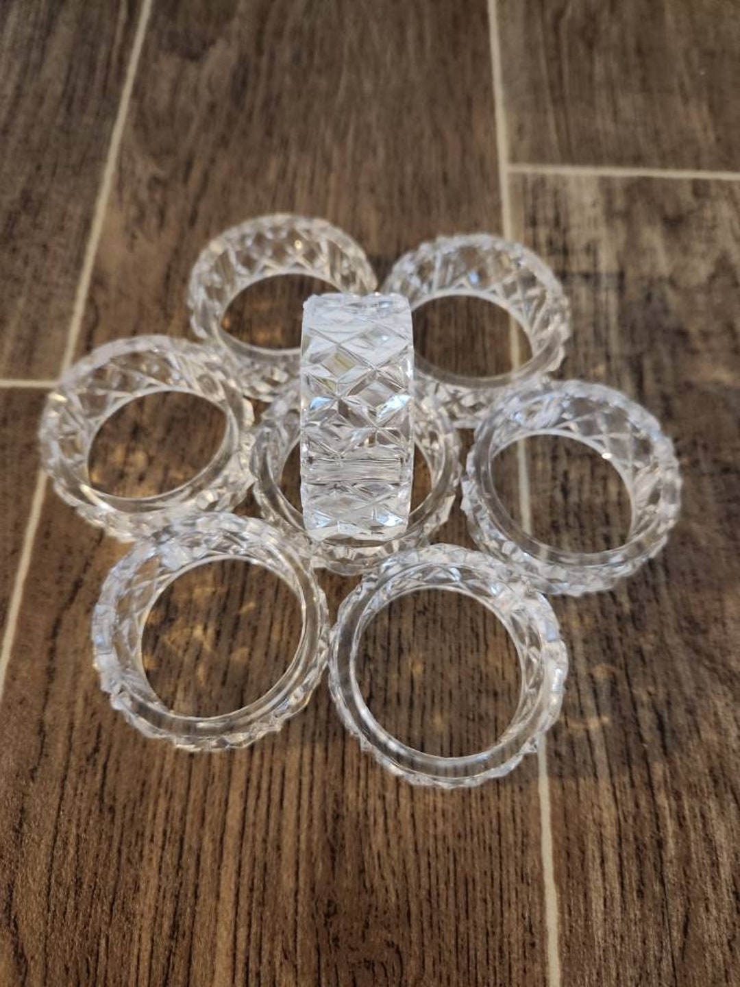 Vintage Set of Acrylic Napkin Rings | Faceted Acrylic Round Napkins ...