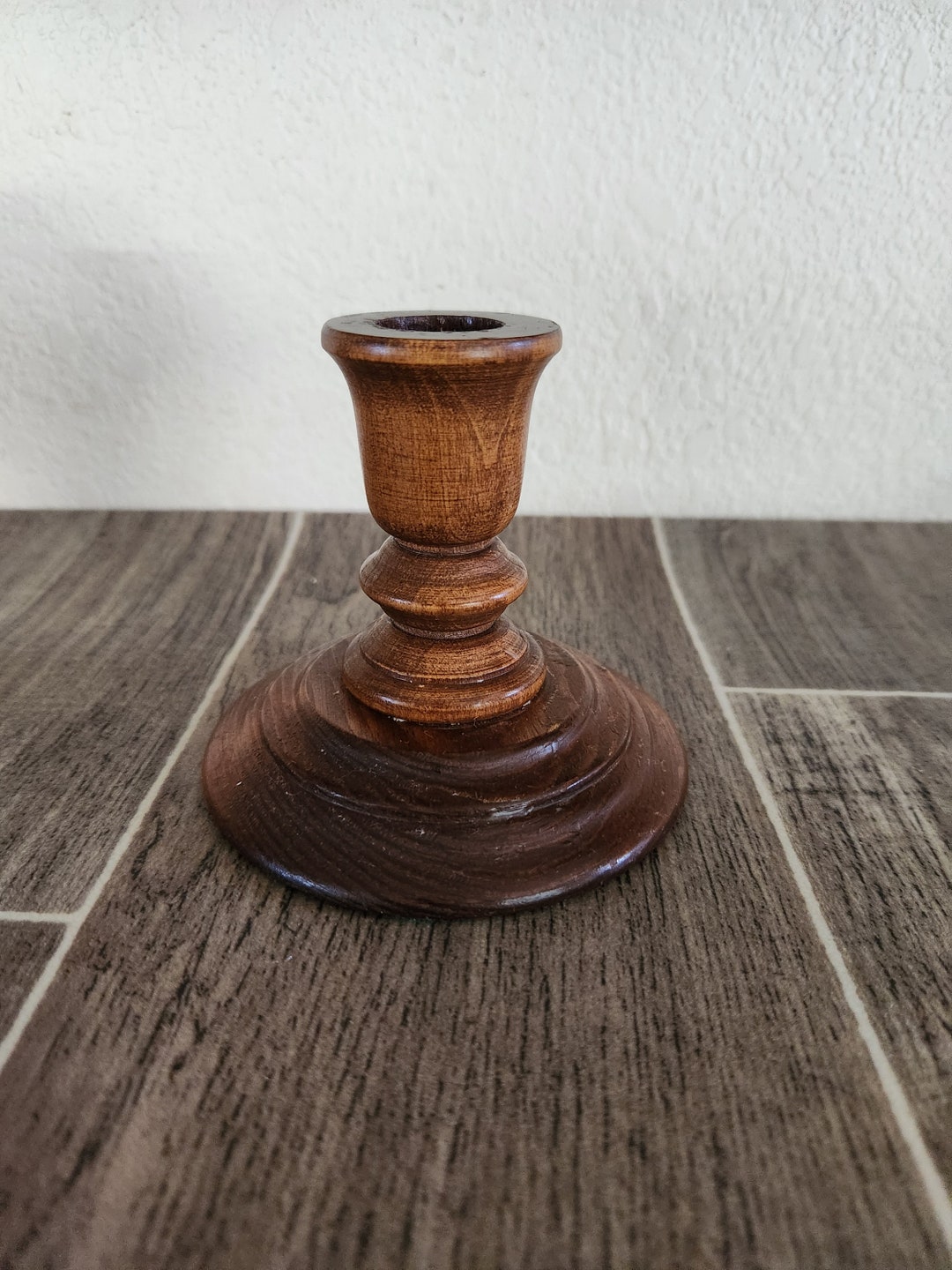 Vintage 1960's Short Wood Turned Candlestick | Wood Candlestick 3.5 ...