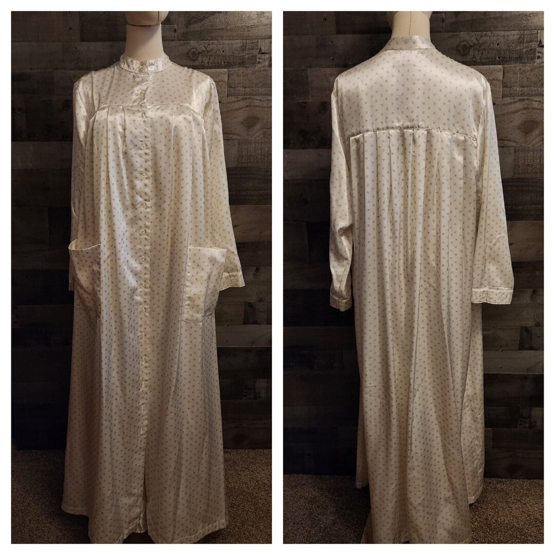 Vintage Long Nightgown and Robe Set | Rose Bud Print Peignoir Set ...