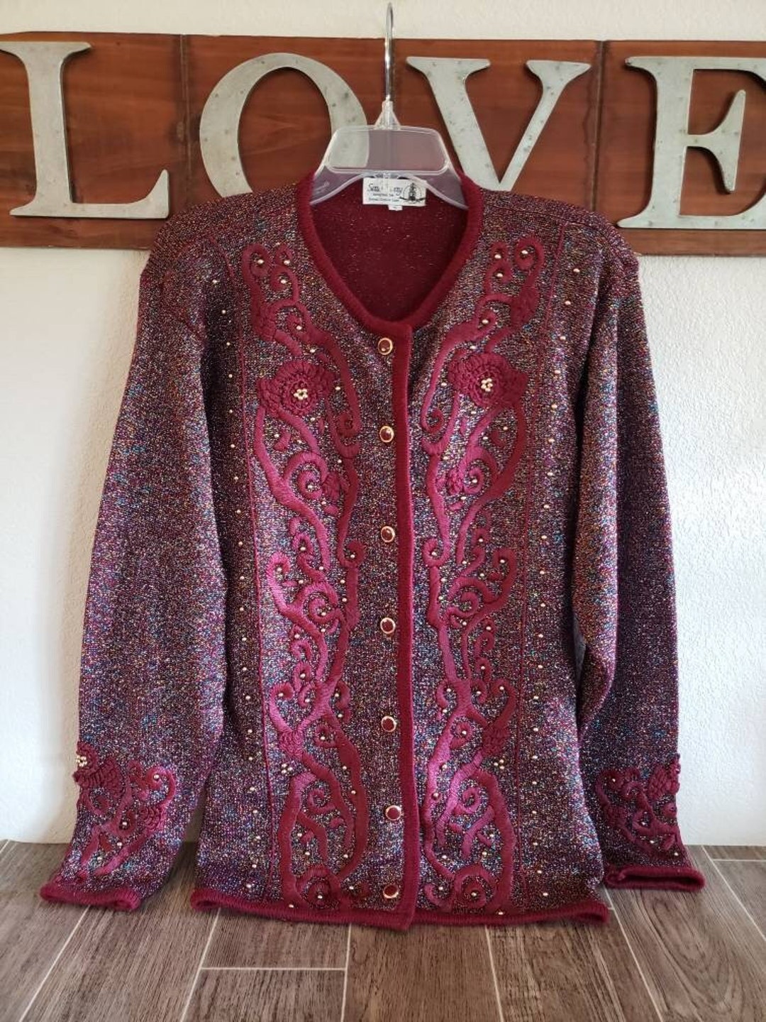 Vintage Metallic Thread Cardigan Sweater by Sail Away for Royal Cruise ...
