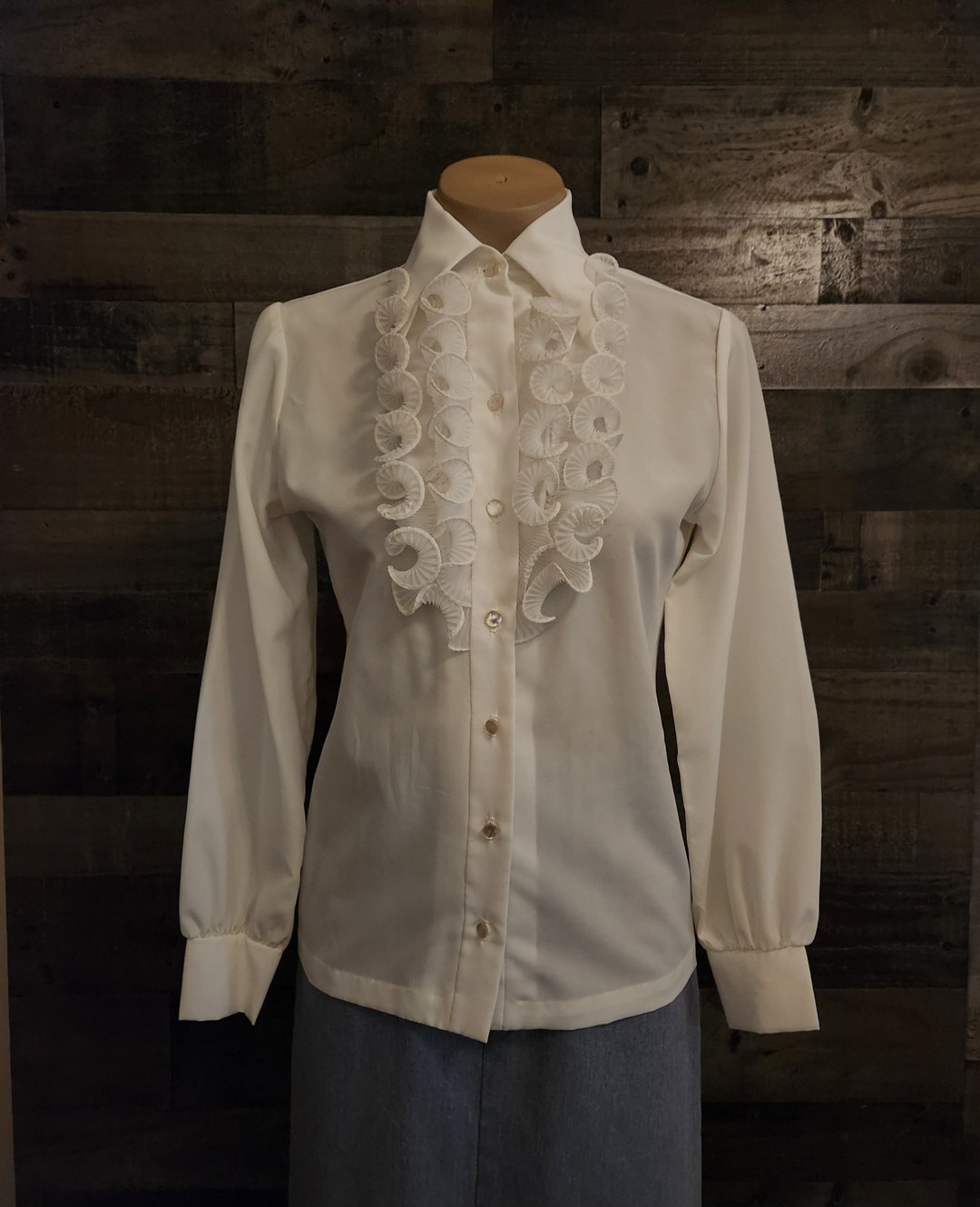 Vintage Lee Mar Pageant Ruffled Front Blouse White Ruffled Blouse Tuxedo Blouse - Etsy