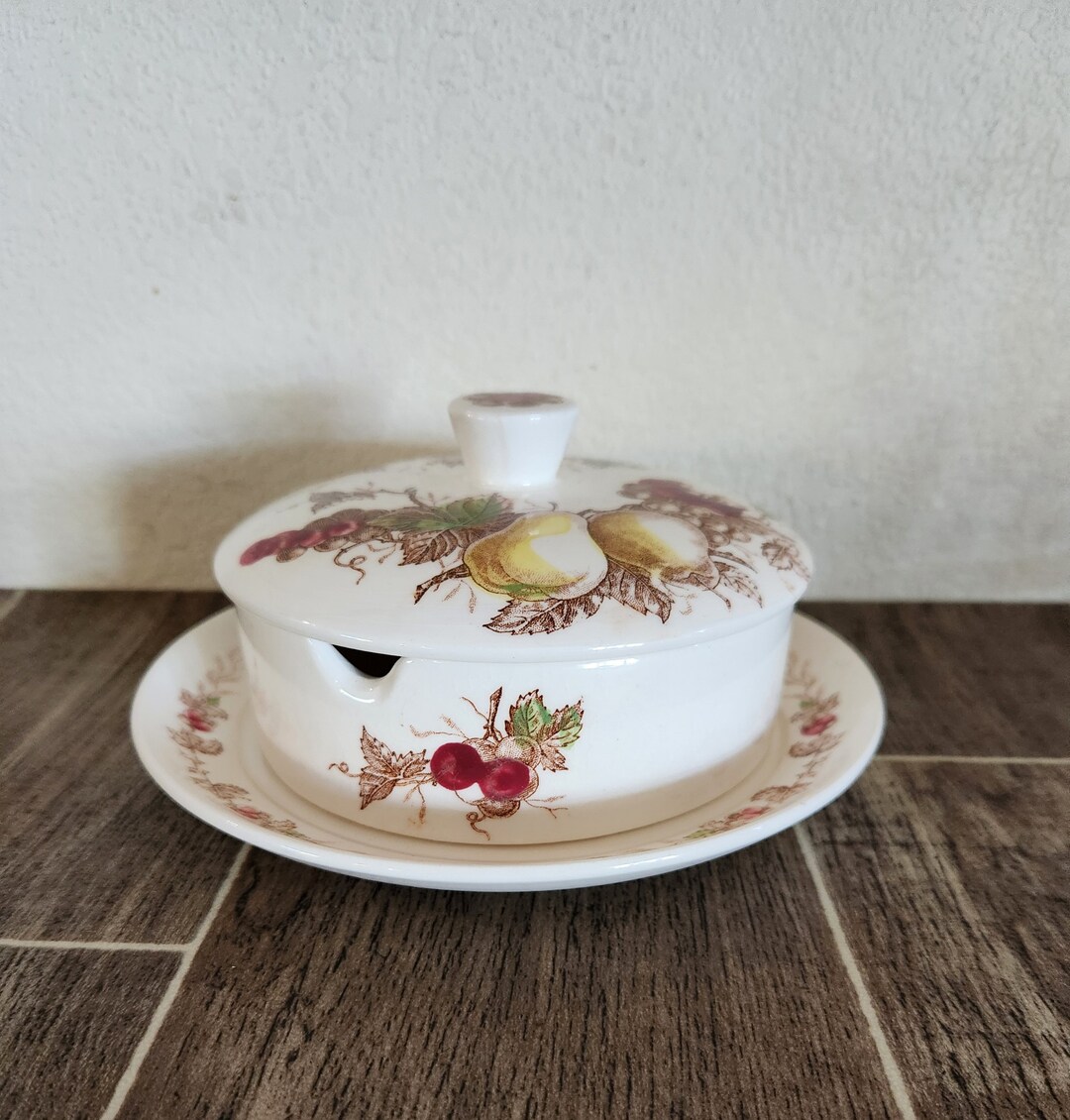 Vintage 1930's Nasco Fruit Arbor Divided Condiment Dish With Lid and ...