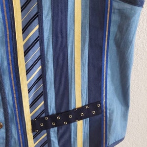 Vintage Cotton Vest With Striped Trims | Blue Vest With Yellow Accents ...