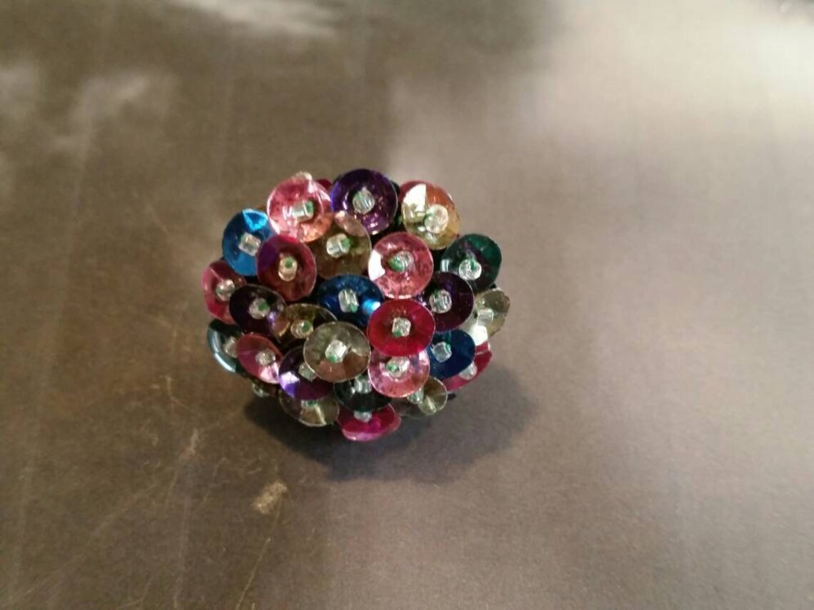 Vintage Earrings Cluster of Sequins Multi Colors Screw Back - Etsy