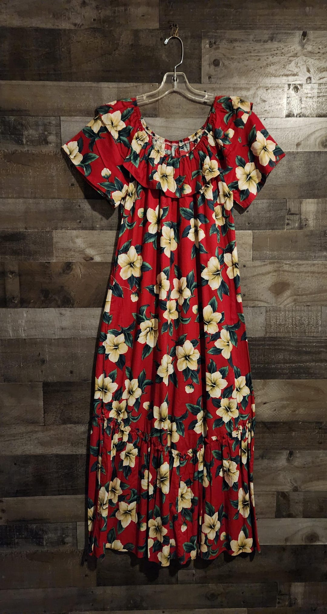 Vintage Hawaiian Maxi Dress | Jade Fashions Hawaiian Peasant Style ...