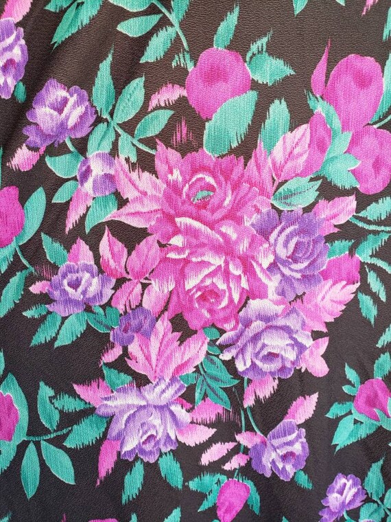 Vintage 1980's Does 1920's Floral Polyester Dress wit… - Gem