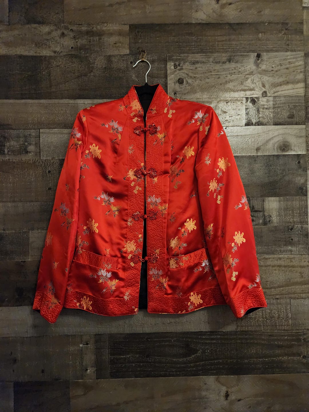 Vintage Red Asian Jacket Reversible Frog Closures Reversible Red Asian ...