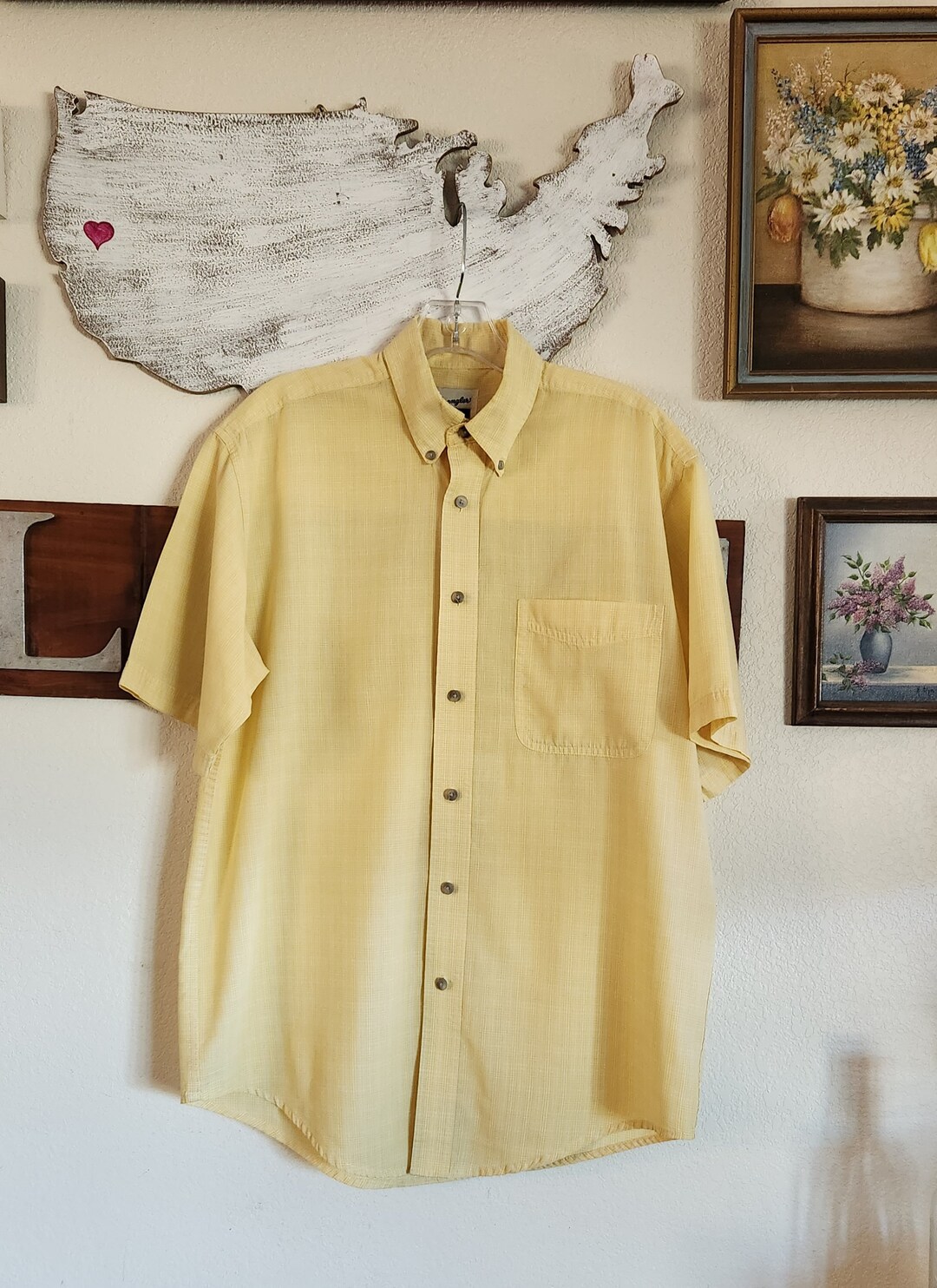 Vintage Men's Yellow Button Down Shirt by Wrangler Riata | - Etsy