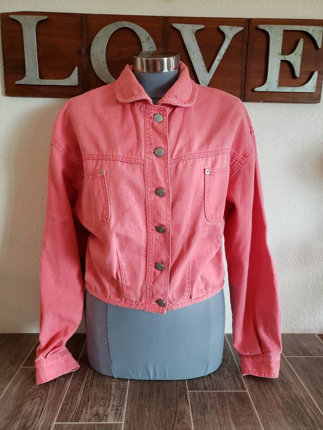 Vintage Coral Denim Jacket by Partners, 1980's Denim Style Jacket ...
