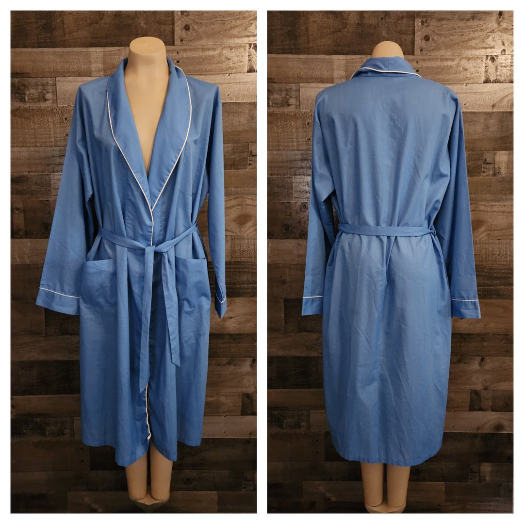 Vintage Men's Robe by Arrow | Light Blue Cotton Belted Robe | Decton ...