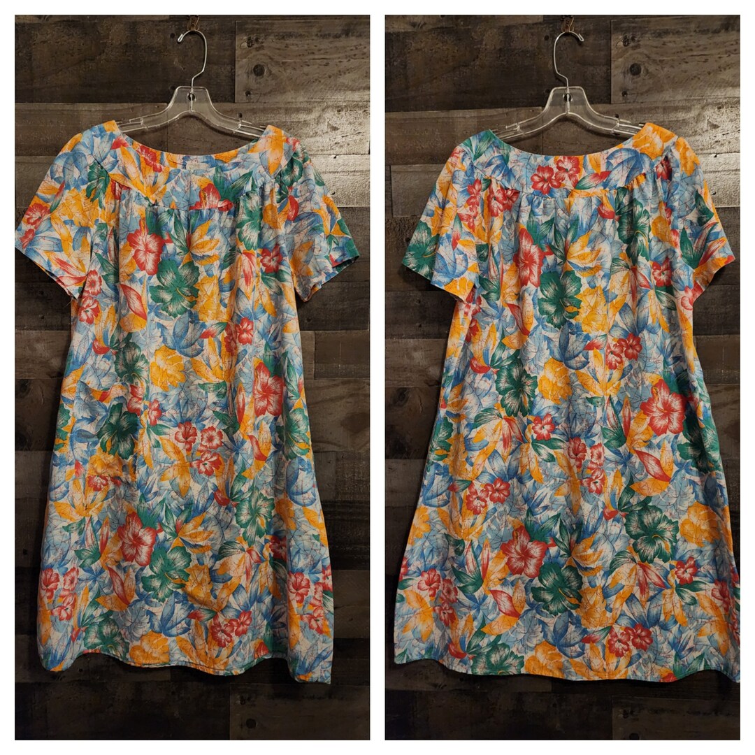 Vintage Hawaiian Muumuu Shift Dress by Hedy Lin Lightweight Casual ...