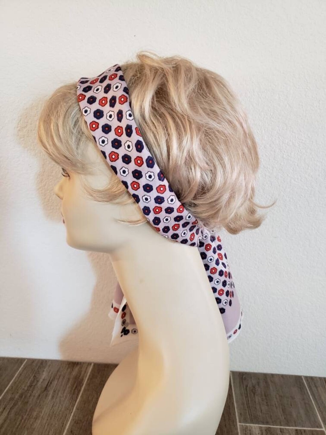 Vintage 1960's Head or Neck Scarf | Flowered Print Long Scarf | 13" X ...