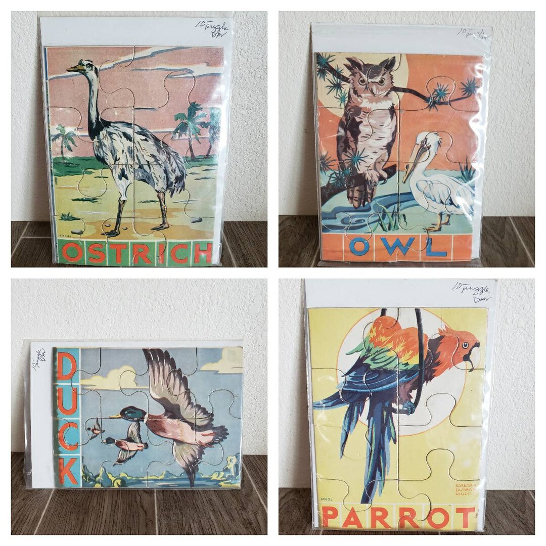 Vintage Children's Animal Puzzles, Set of 6 Puzzles, Large Piece ...