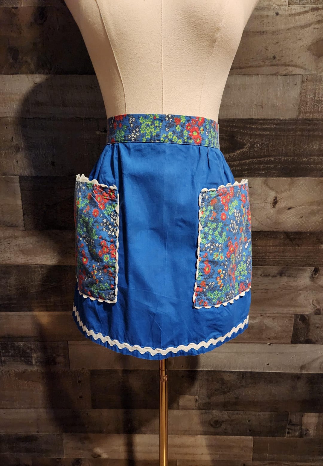 Vintage Half Apron | 1960's Cotton Apron With Floral Pockets | Ties to ...