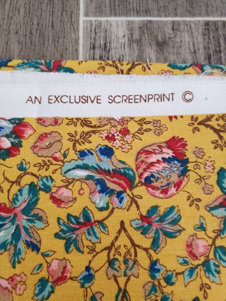 Vintage Unused Piece of Fabric by Spectrum Fabrics Botanical - Etsy