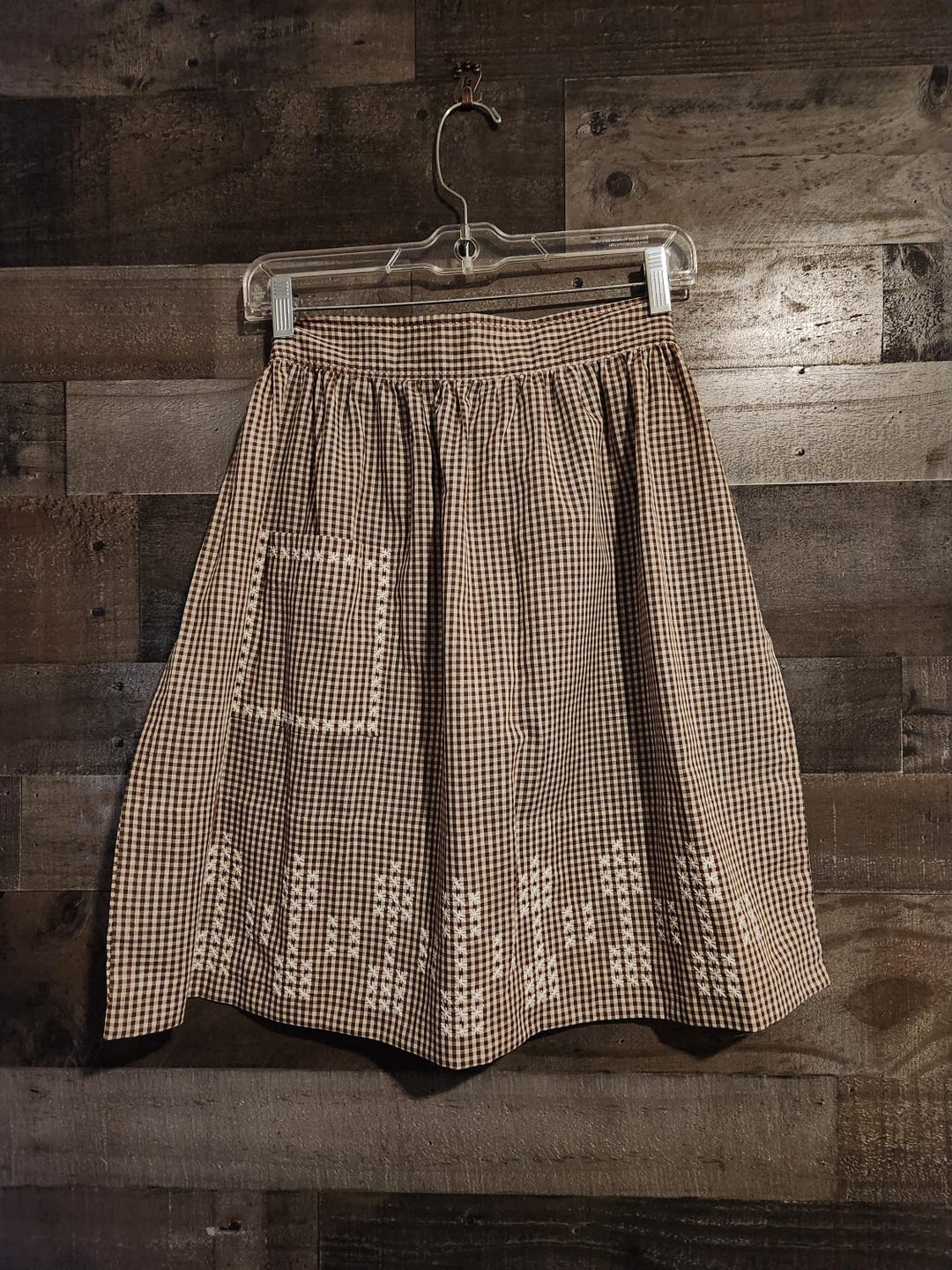 Vintage Gingham Half Apron | Brown and White Gingham Check | Rockabilly Apron - Etsy