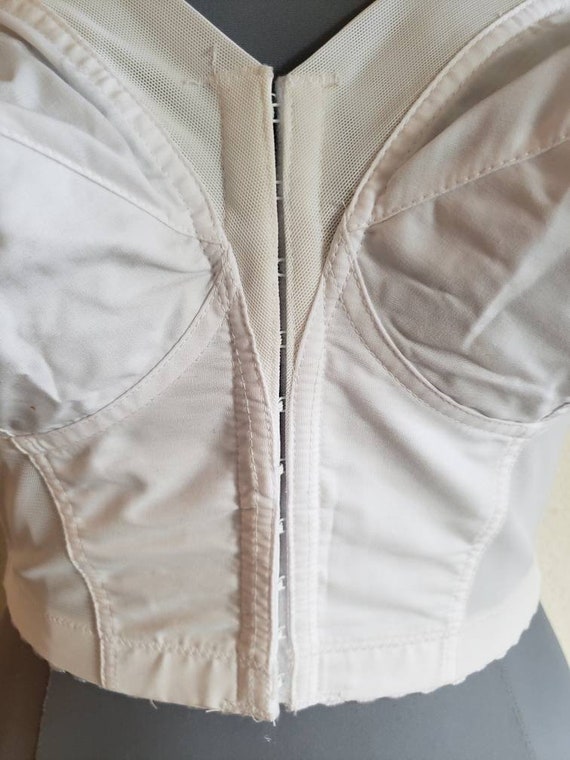 Vintage White Long Line Bra | White Front Closure | C… - Gem